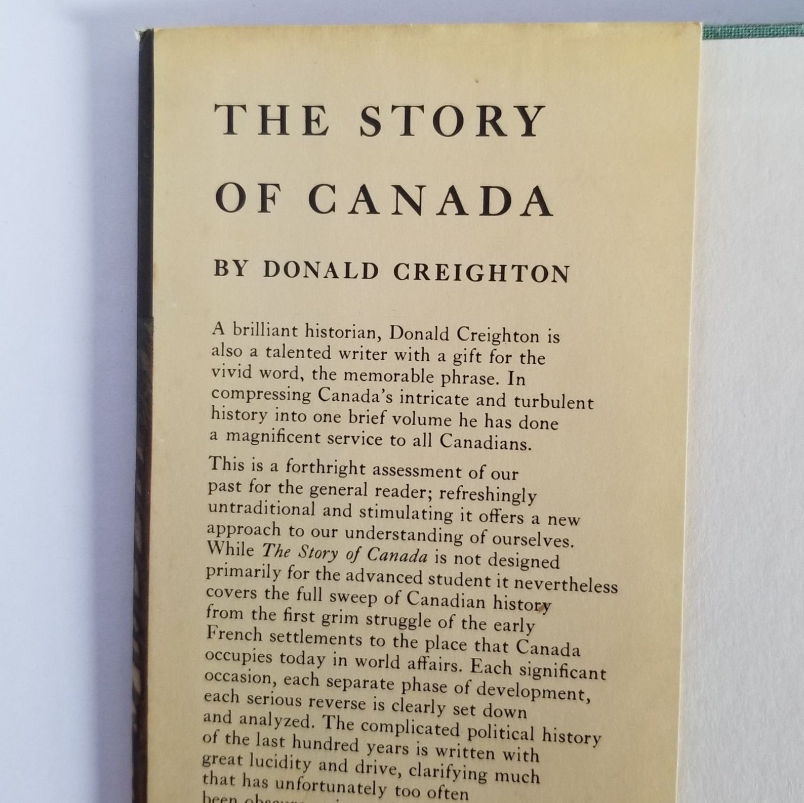 Canadian History Book the Story of Canada Donald Creighton - Etsy