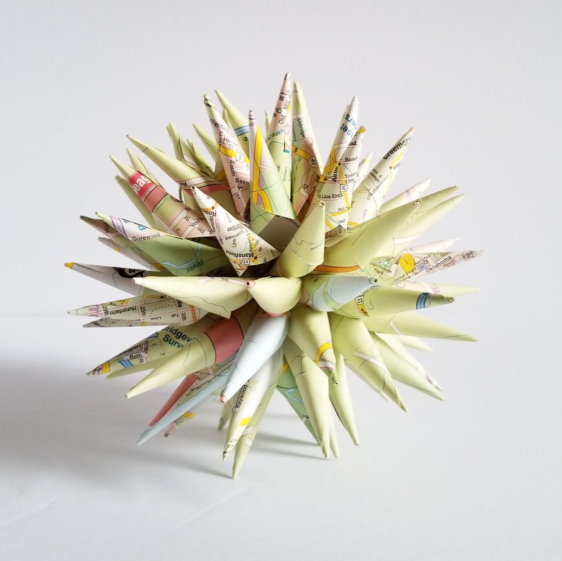 Polish Star Ornament 6 Green Map Paper Ball Decoration - Etsy