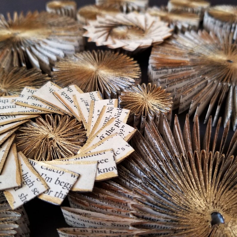 Gold Paper Wall Sculpture Book Paper Cog Collection No29 | Etsy