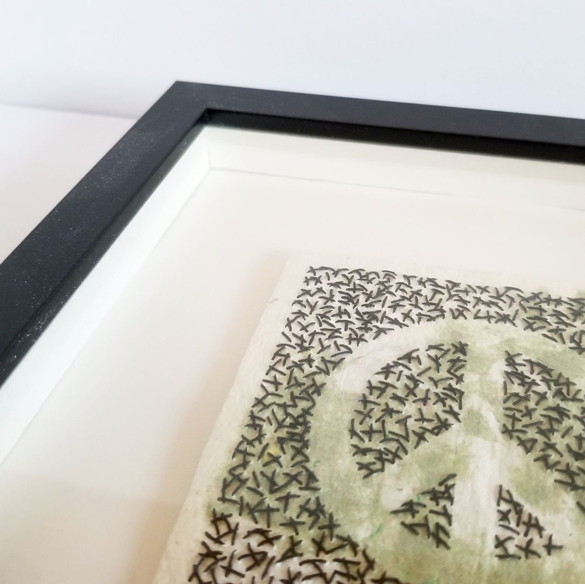 Framed Peace Sign Embroidery Art on Handmade Paper - Etsy