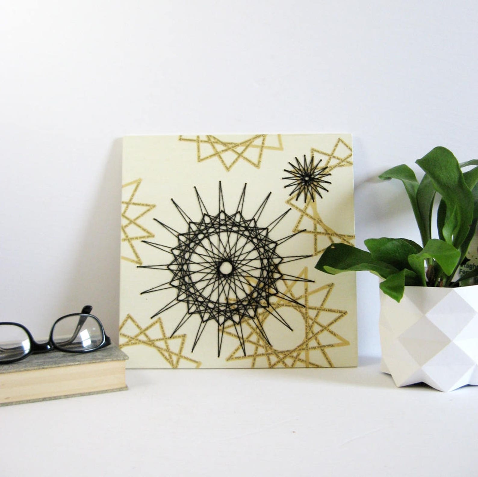 Star Constellation Embroidered Book Paper Collage W String - Etsy