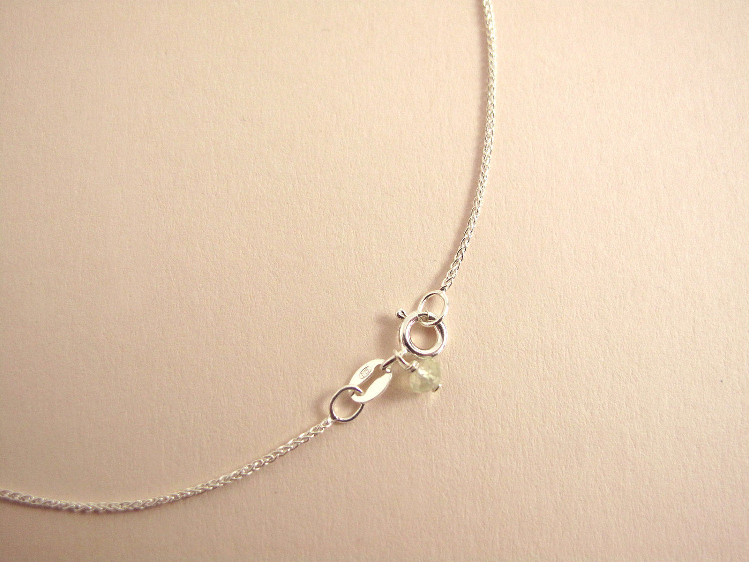 Delicate Sterling Silver Necklace With Prehnite Tear-shaped Drop ...