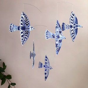 Bird Mobile Soaring Birds – Watercolored Paper Birds on Handmade Mobile ...