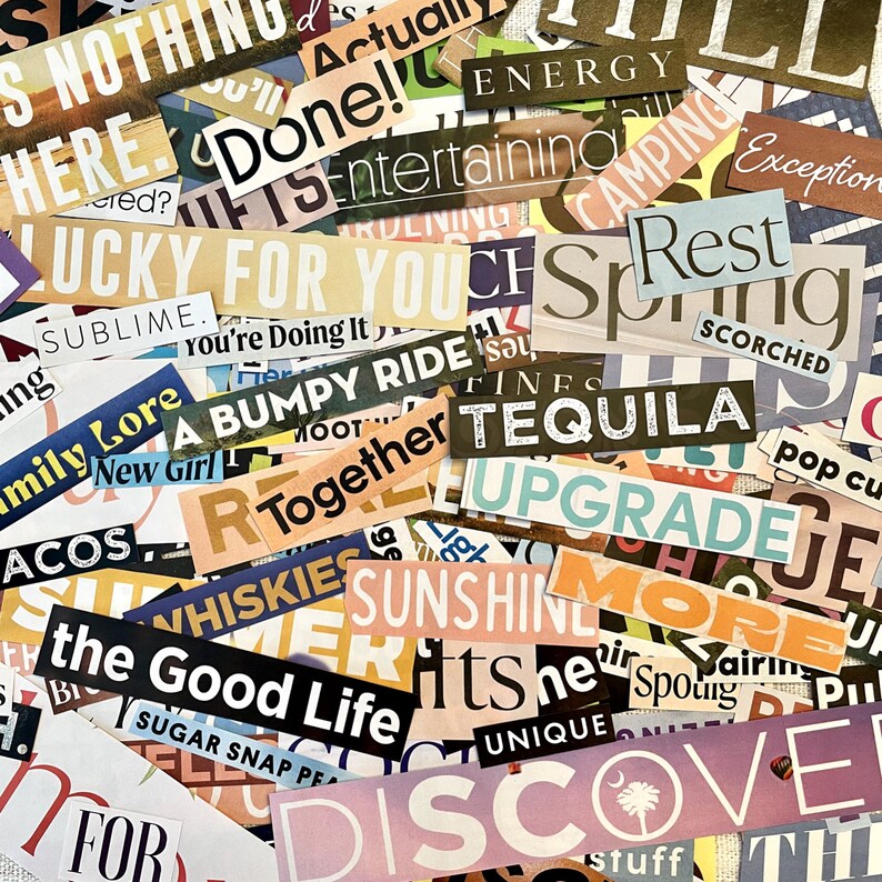 WORDS & PHRASES Magazine Clippings Cutouts - Junk Journal / Collage Art ...