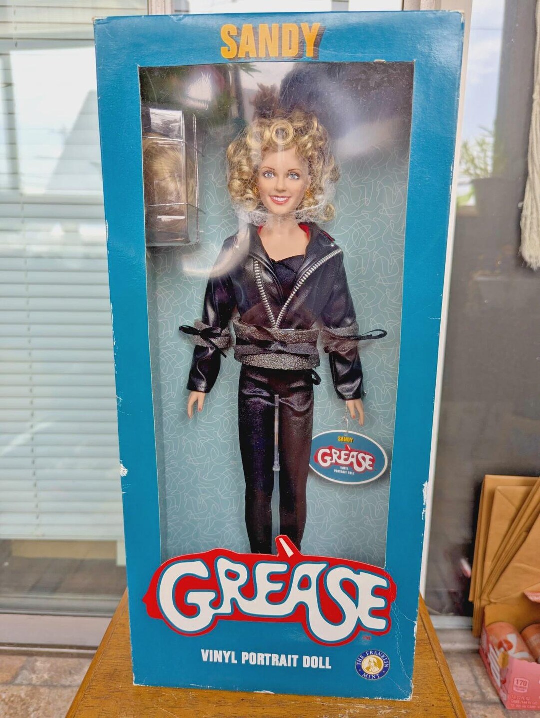Franklin Mint Grease Sandy Vinyl Art Doll NRFB Leather Outfit Better ...