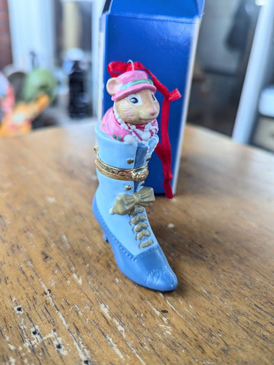Mouse in Boot 3" Shoe Ornament "fashion Afoot" With Keepsake Space ...