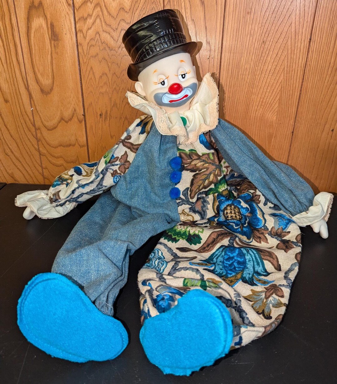 Vintage Clown Doll 25" Plastic Head, Cloth Body - Handmade - Sitter ...