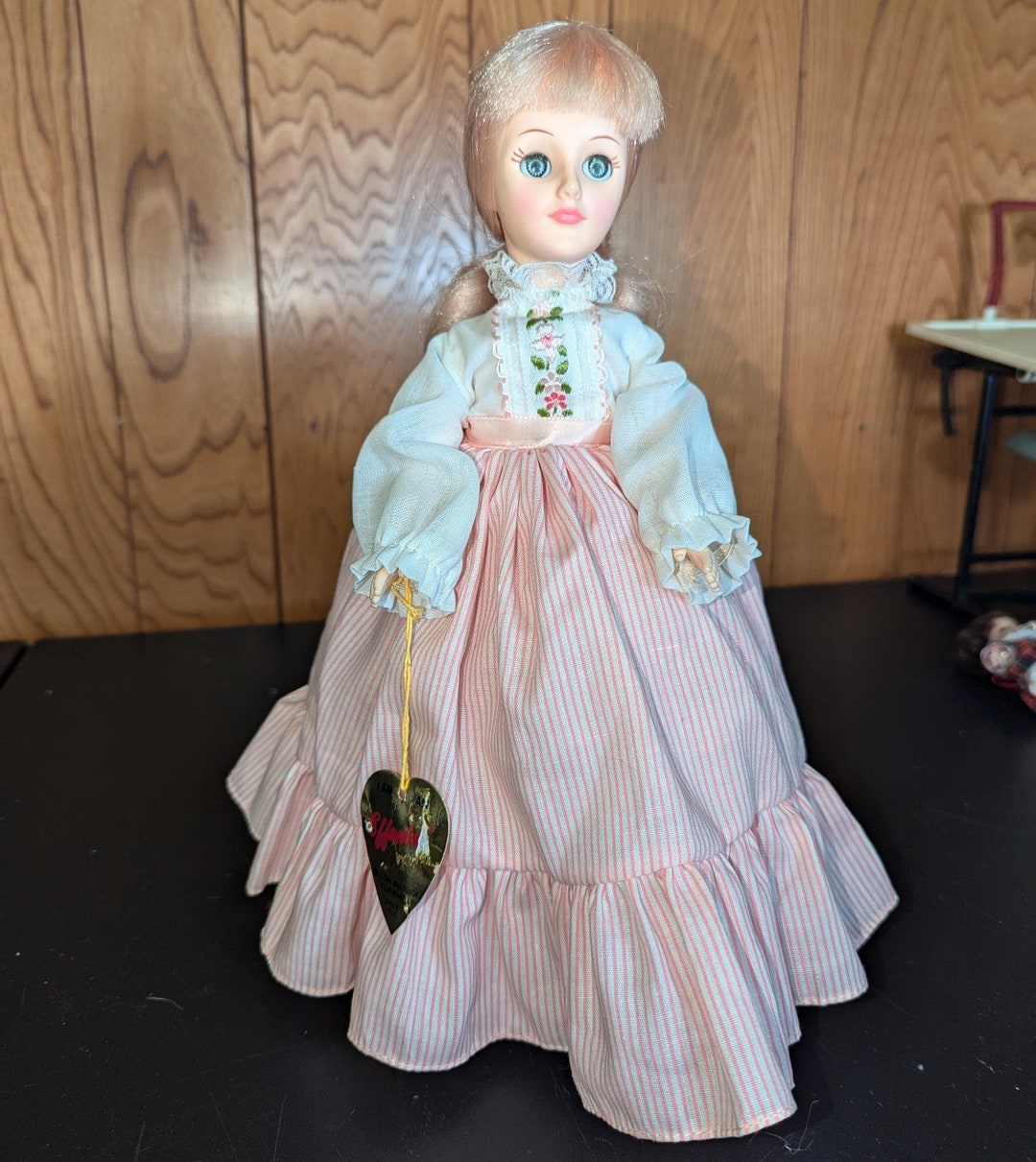 Effanbee 1981 Vinyl Doll, Blonde Hair, Green Eyes - Poseable Head, Eyes Close and Open - Pink ...