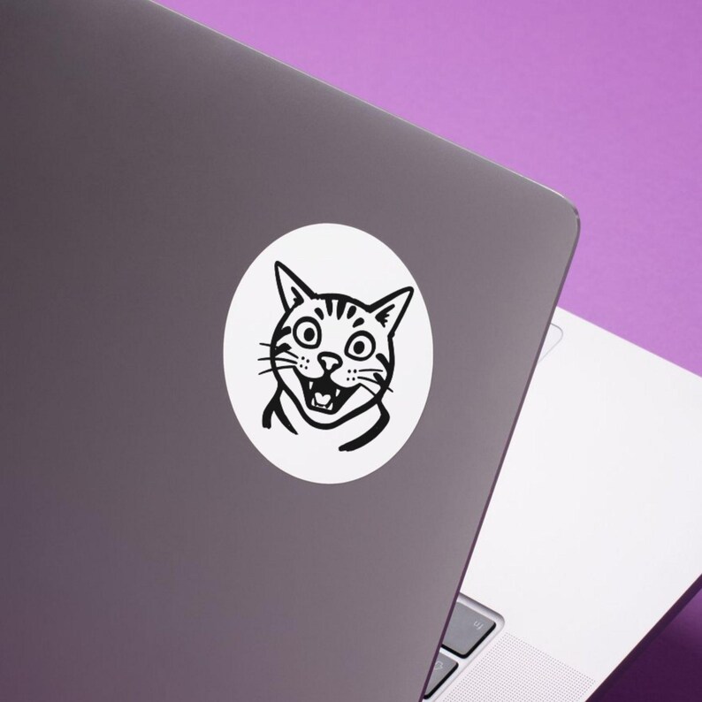 Tabby Cat Doodle Digital Sticker for Laptop, Water Bottle - Pet Lover ...