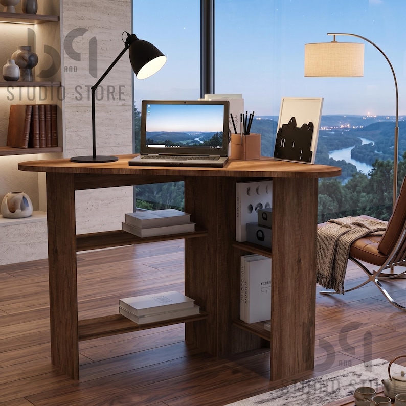 Handmade White Corner Desk, Modern Computer Table, Compact Home Office ...