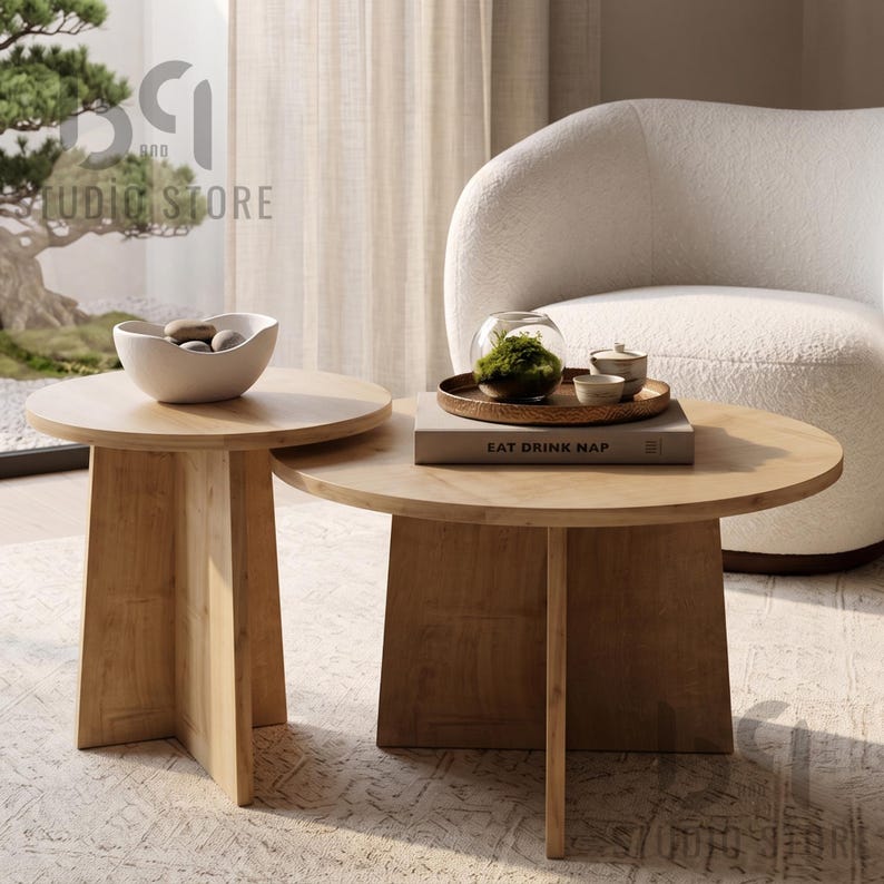 Handmade Maya Walnut Nesting Coffee Table Set, Mid Century Modern ...
