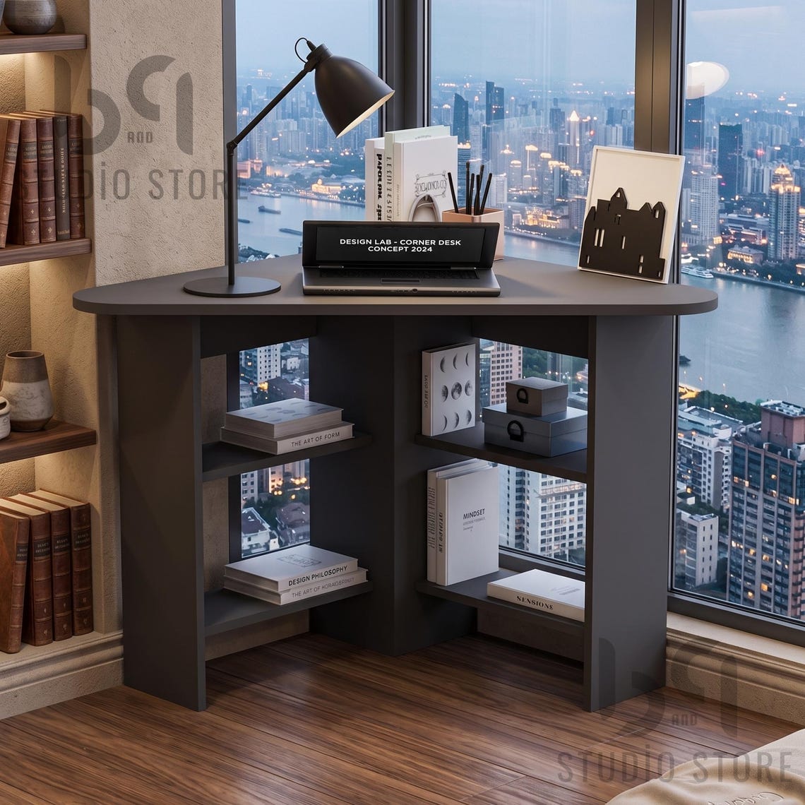 Handmade White Corner Desk, Modern Computer Table, Compact Home Office ...