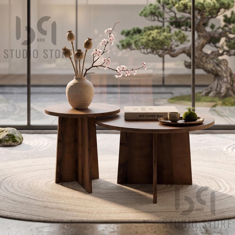 Handmade Maya Walnut Nesting Coffee Table Set, Mid Century Modern ...