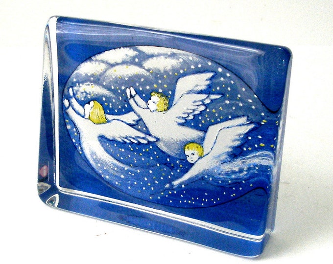Iittala Paperweight Card Three Angels Reverse Fused Glass - Etsy