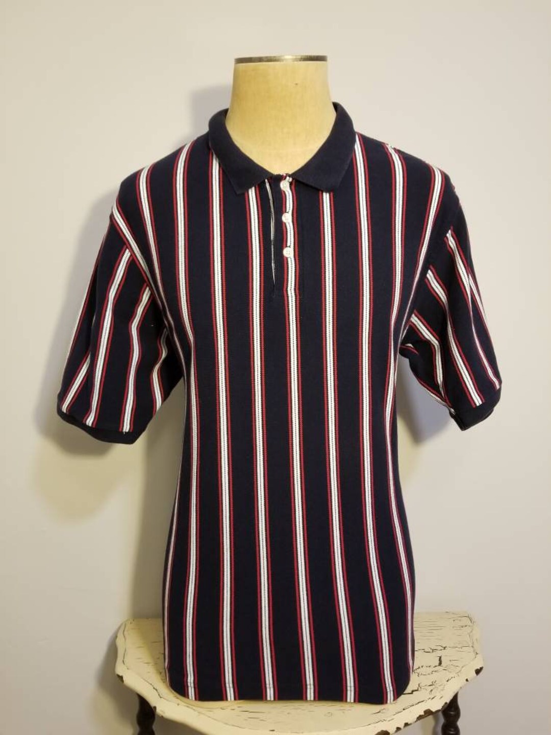 BASIC EDITIONS POLO / Vintage 90's Men's Polo Shirt Red White Navy Blue ...