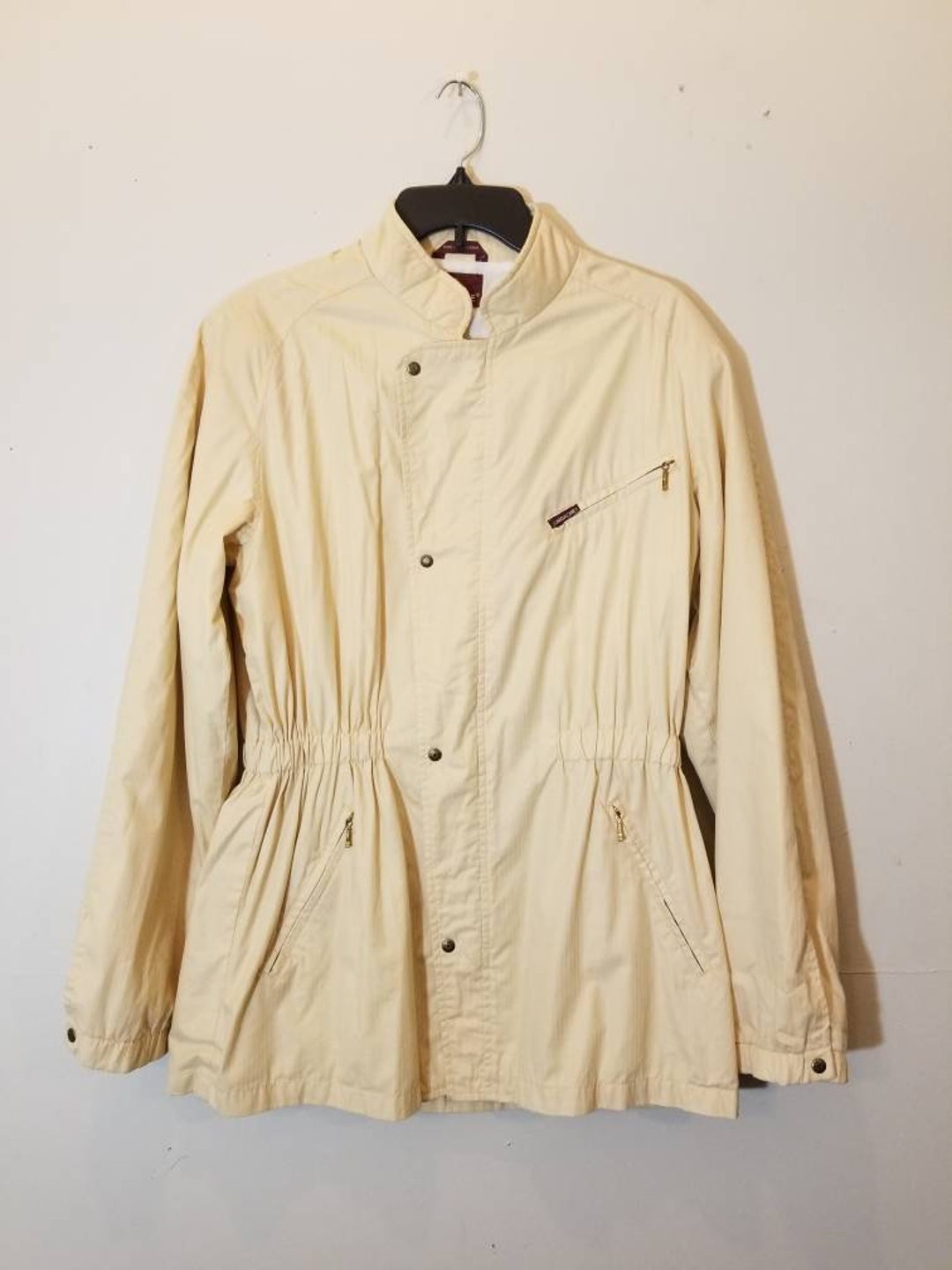 JORDACHE YELLOW JACKET Vintage 80's Pale Yellow Spring Coat Striped ...