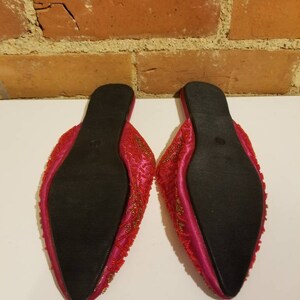 HOT PINK MULES // Vintage Beaded Ethnic Moroccan Slip on Flats Preppy ...