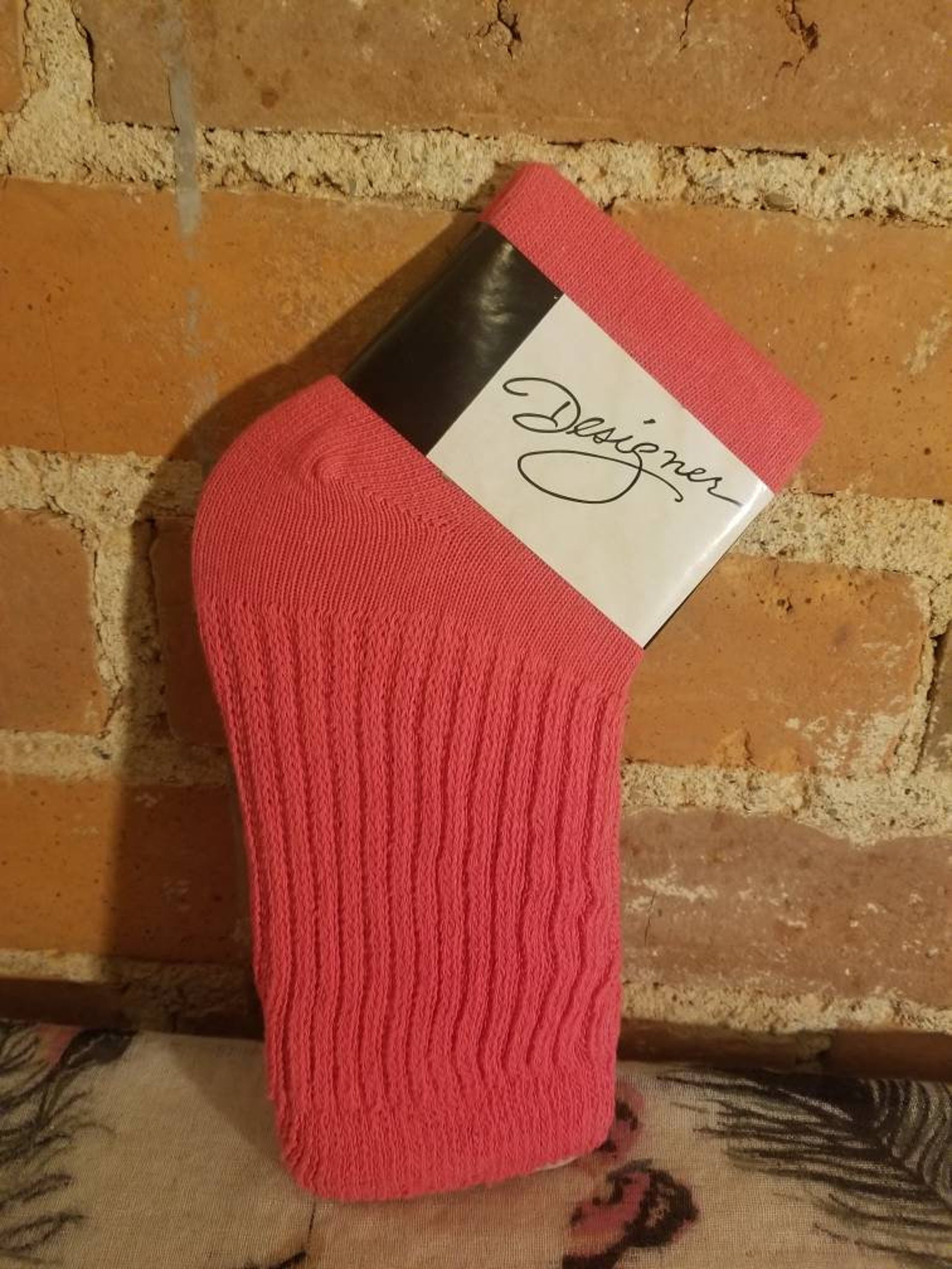 80's SLOUCH PINK SOCKS // Vintage 90's Designer Hot | Etsy