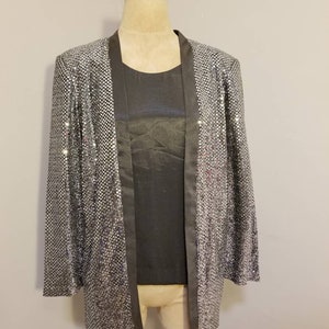 METALLIC SILVER CARDIGAN // 80's R&M Richards by Karen Kwong 2 in 1 ...