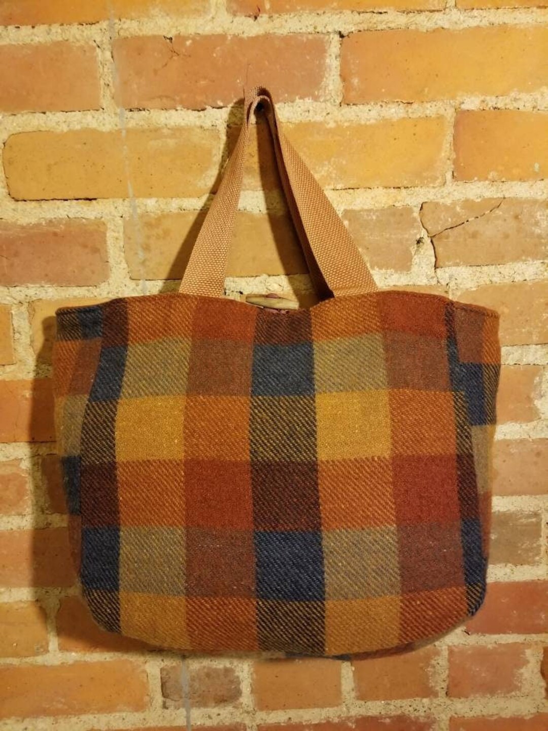 VINTAGE PLAID PURSE // 90's East Additions Granola Girl Brown Wool Tote ...