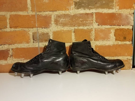 VINTAGE LEATHER CLEATS // Black Leather Vintage Men's… - Gem