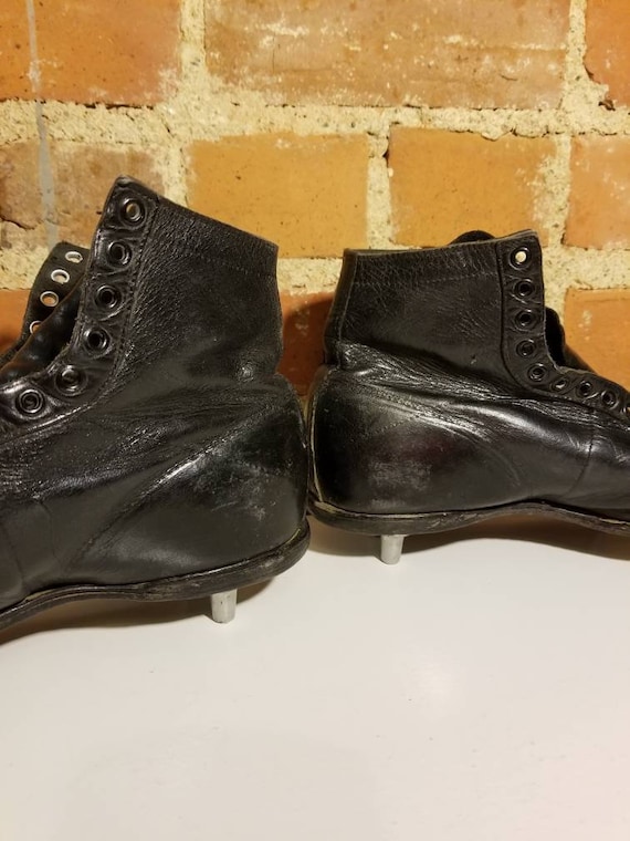 VINTAGE LEATHER CLEATS // Black Leather Vintage Men's… - Gem
