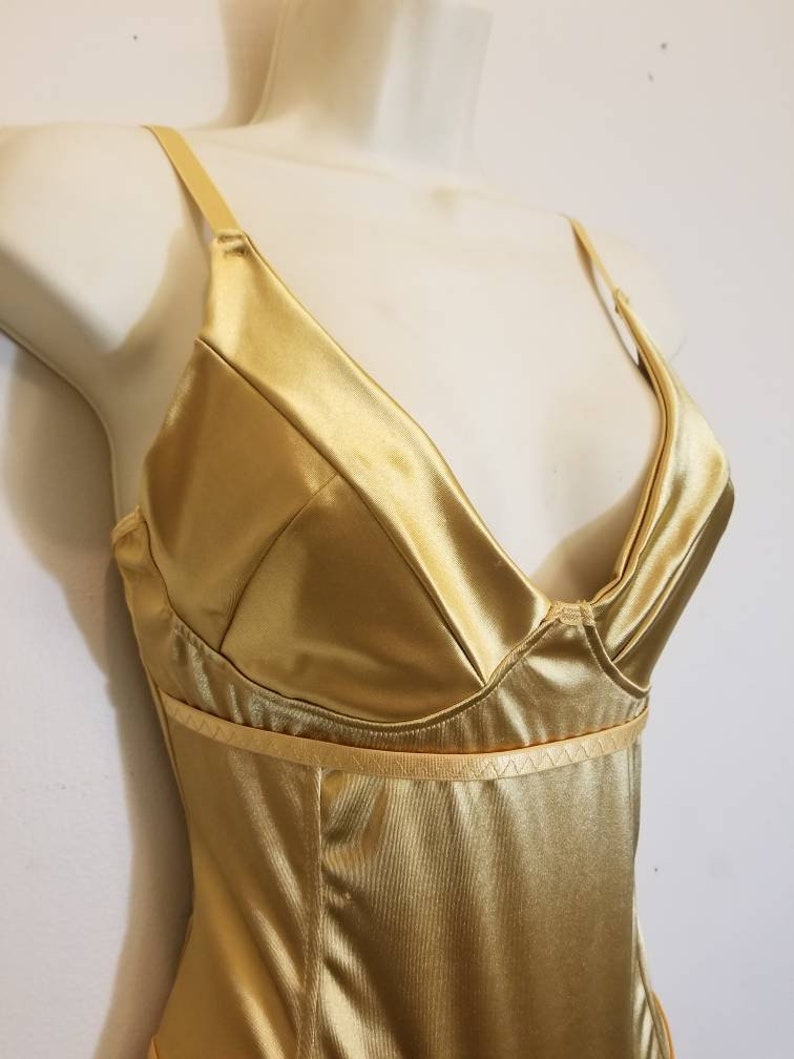 SATIN GOLD BODYSUIT // 90's Sexy Metallic Gold Bodysuit - Etsy