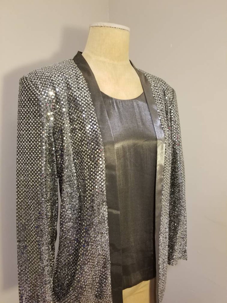 METALLIC SILVER CARDIGAN // 80's R&M Richards by Karen - Etsy