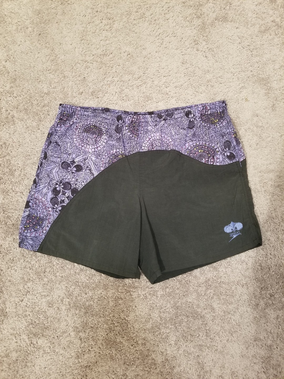 SPEEDO SWIM TRUNKS // Vintage 80's Geometric Swimming Beach Ocean ...