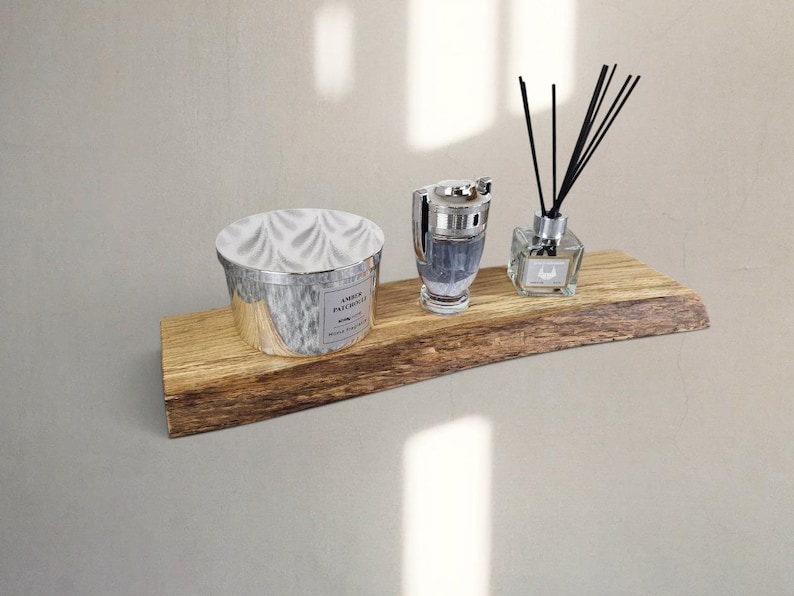 Live Edge Oak Wall Shelf | Solid Wood Floating Rustic Decor - Etsy