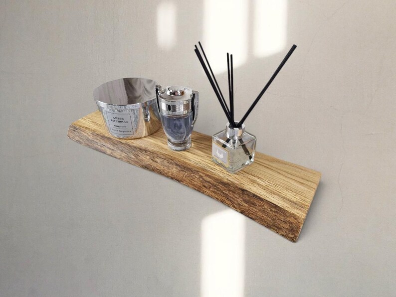 Live Edge Oak Wall Shelf | Solid Wood Floating Rustic Decor - Etsy