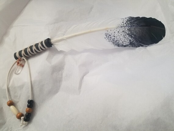 Hand-painted Eagle Smudge Feather Xlwhite - Etsy