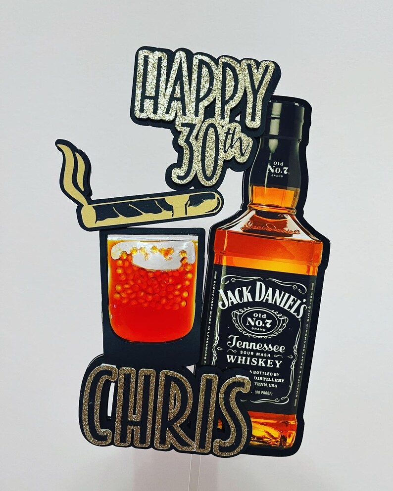 Whiskey and Cigar Cake Topper - Etsy