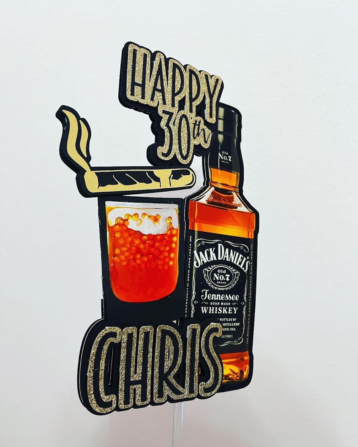 Whiskey and Cigar Cake Topper - Etsy