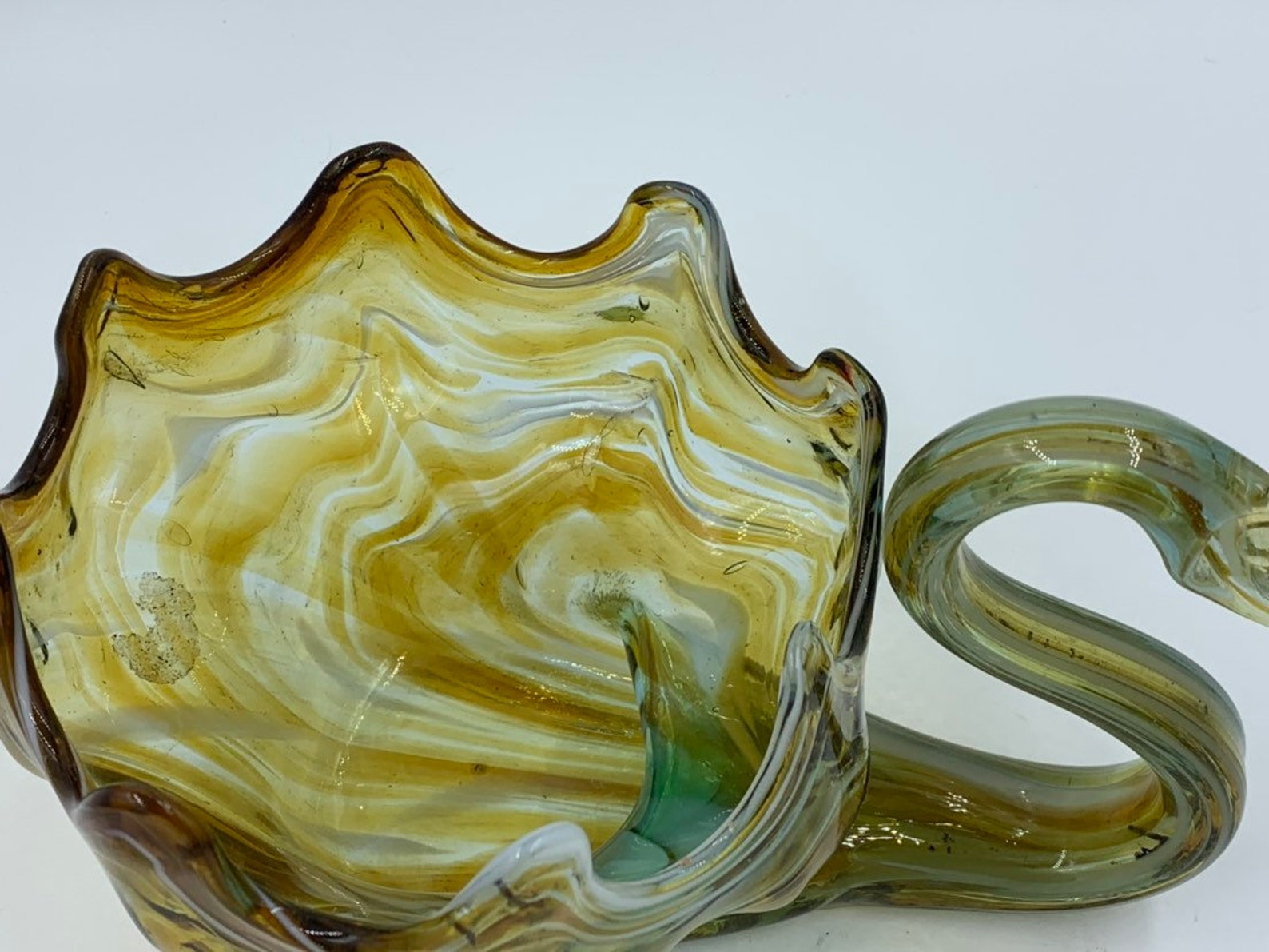 Sooner Glass Swan Bowl Amber Brown Earth Tones Autumn Fall - Etsy