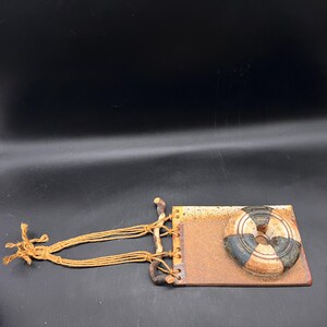 Spurlock Art Pottery Wall Vase Abstract Primitive Brown Black Stoneware ...