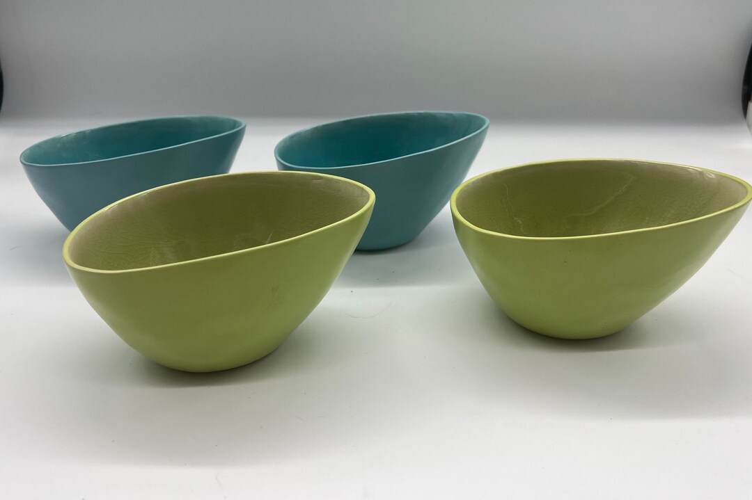 ASA Selection Germany Keramik Pottery Bowls Egg Shaped Lime Green One ...