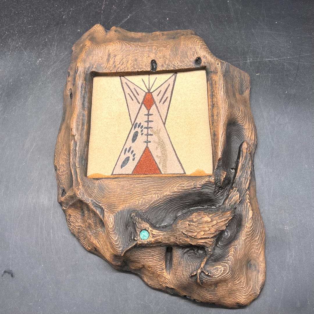 Native American Tipi Sand Art Wall Hanging With Composite Wood ...