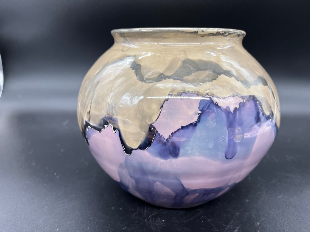 Bruce Fairman Vintage 1989 Pottery Vase Purple Blue Luster Jar Vase ...
