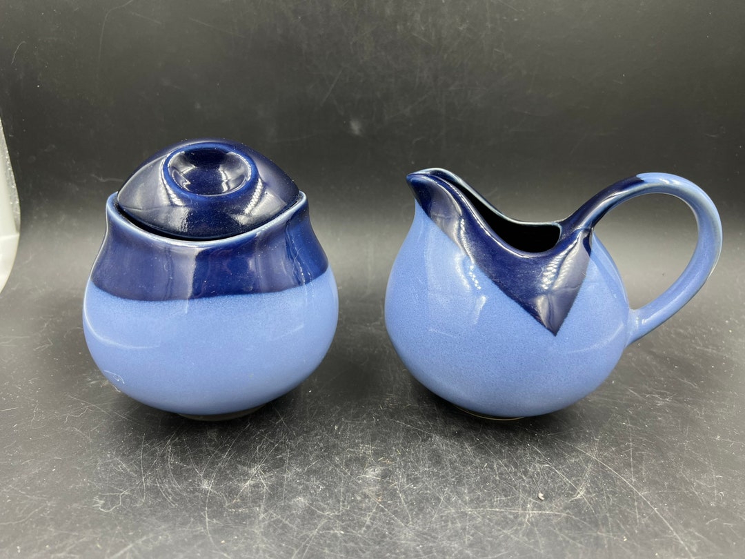 Sango Blue Nova Pattern Cream and Sugar Vintage MCM Style Form - Etsy
