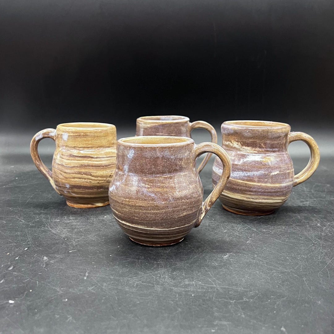 Studio Pottery Coffee Mugs, Earthy Glazed Set of 4, Signed - Etsy