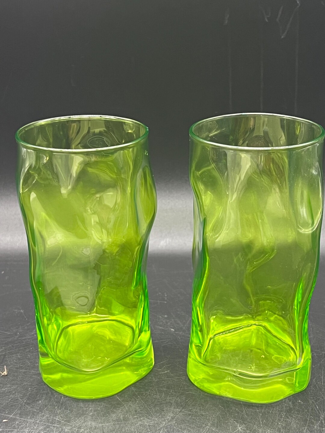 Blenko Olive Green Dimpled Tumblers 6 MCM Set of 2 2 Sets Available ...