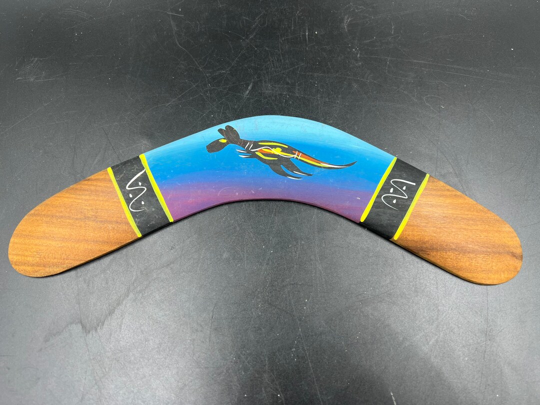 Brigalow Timber Boomerang Aboriginal Hand Painted Kangaroo 10” - Etsy