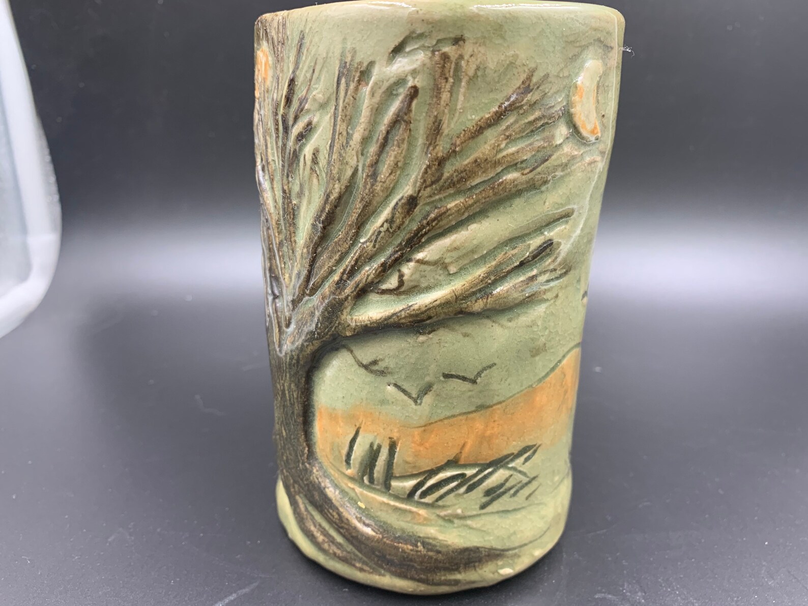 Tree of Life Pottery Vase Artist Signed Khaki Green Browns - Etsy