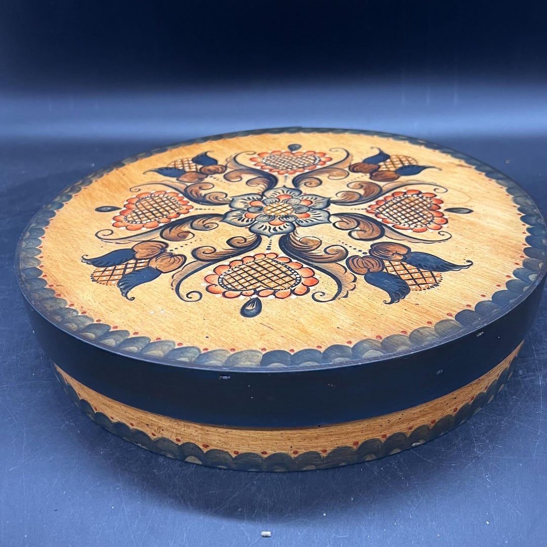 Vintage Hand Painted Rosemaling Wood Box, Norwegian Folk Art - Etsy