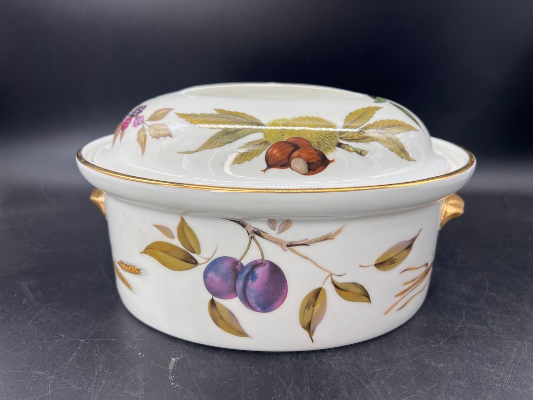 Royal Worcester Evesham Covered Casserole Flameproof Ovenware Porcelain ...