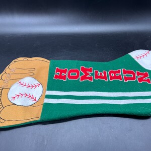 Baseball 18" Christmas Stocking Homerun Embroidered St. Nicks Green Red ...