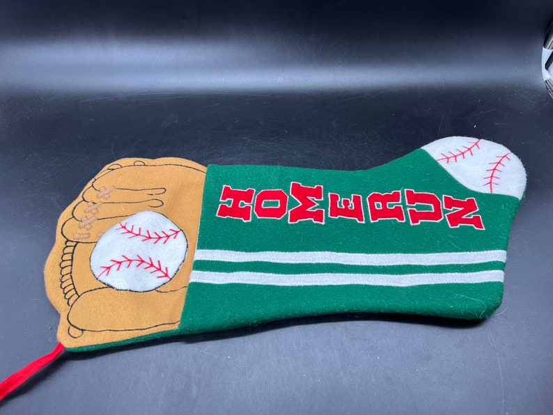 Baseball 18" Christmas Stocking Homerun Embroidered St. Nicks Green Red ...