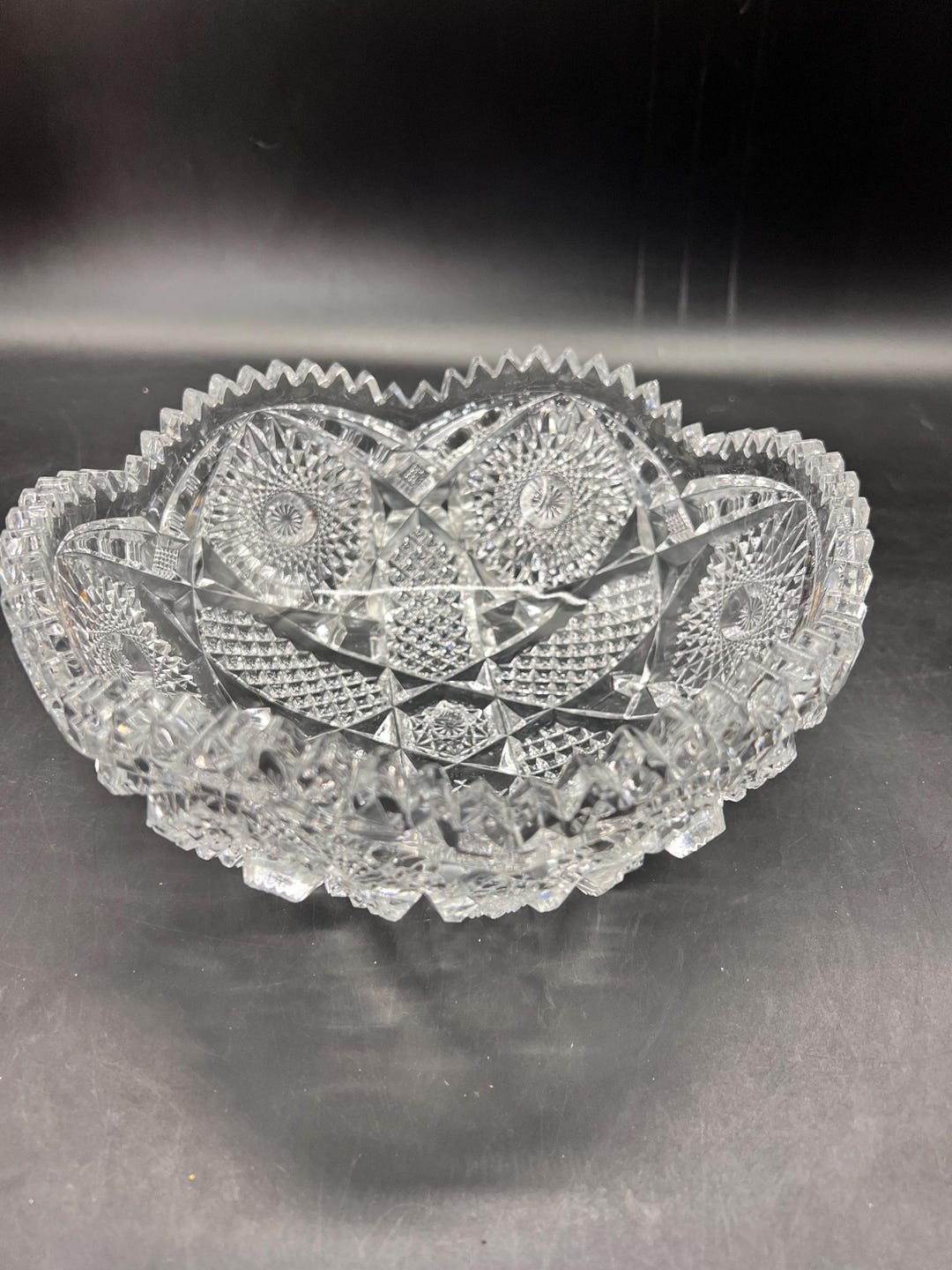 Vintage Imperial Glass Hobstar Bowl, Sawtooth Edge, 8.5 Inch - Etsy