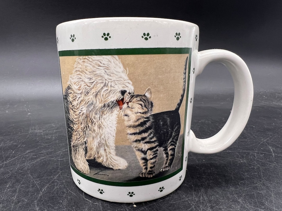 Lowell Herrero Cat Mug Gray Tabby W/sheep Dog Coffee Cup Mug VINTAGE ...